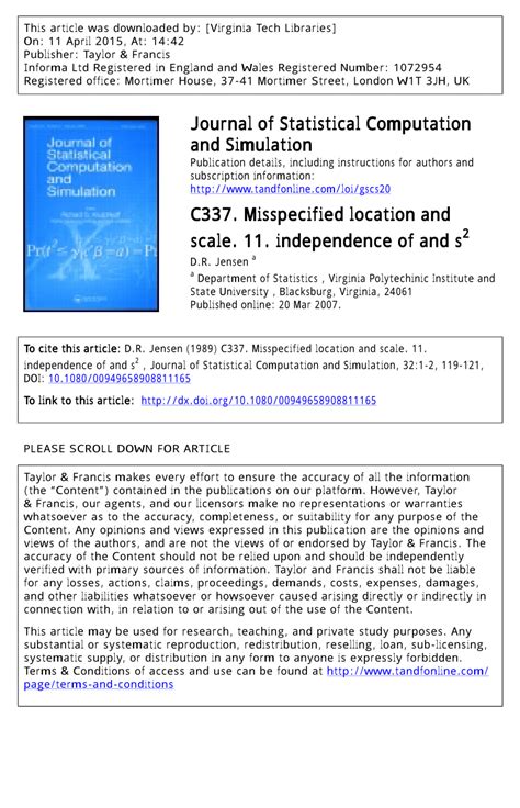 Pdf Journal Of Statistical Computation And Simulation C337