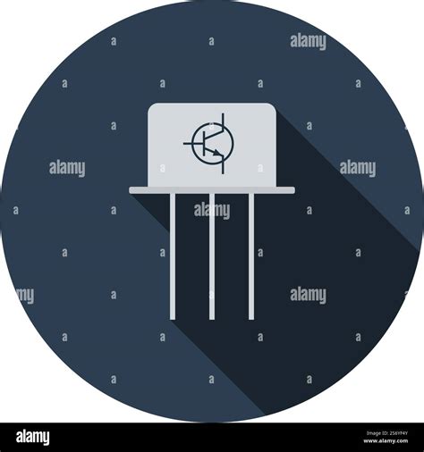 Transistor Icon Flat Circle Stencil Design With Long Shadow Vector