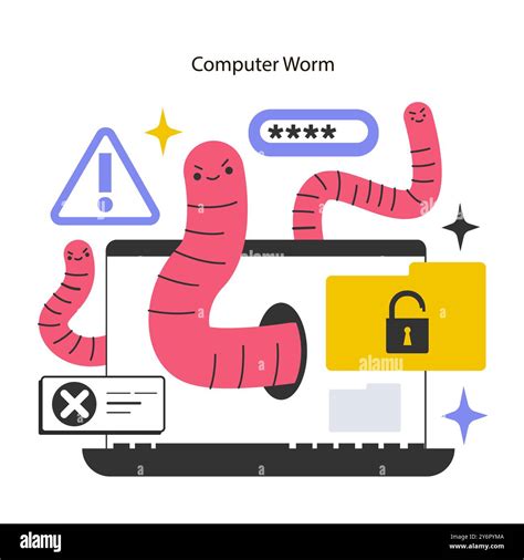 worm cyber attack laptop infected with computer worm malware