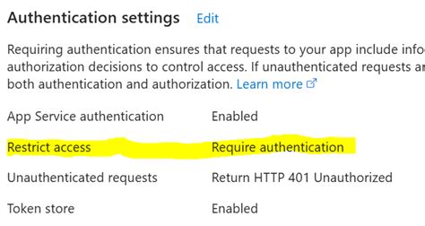 Aspnet Core Web Api On Azure App Service Returns 401 Unauthorized When Easy Auth Is Set To