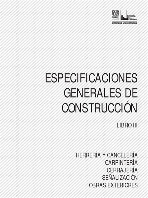 Especif Grales Construccion 2023 Libro Iii Herreria Canceleria Carpinteria Cerrajeria