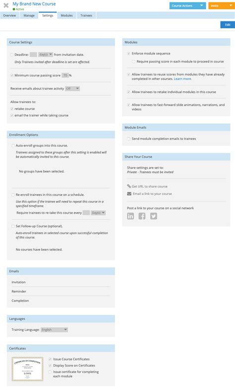 creating a course trakstar learn