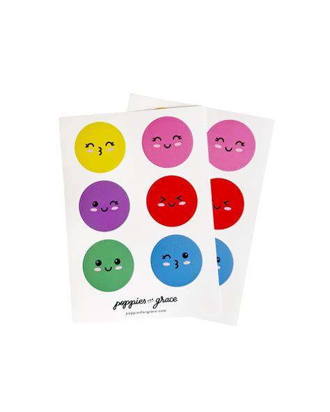 Smiley Face Sticker Set Poppies For Grace