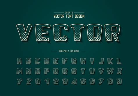 Halftone Circle Font And Alphabet Vector Digital Cartoon Bold Typeface And Number Design