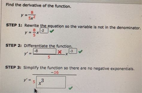 Solved Find The Derivative Of The Function 5x2 Step 1