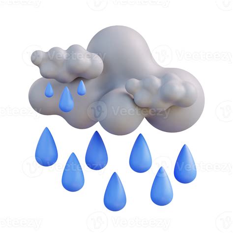 3d Illustration Of A Cloud With Rain 24728998 Png