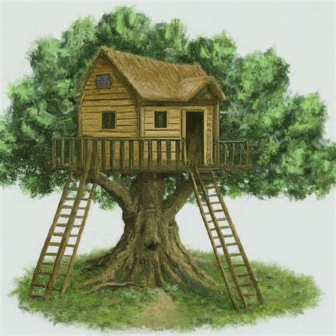 Premium Photo A Drawing Of A Tree House That Has A Tree On It