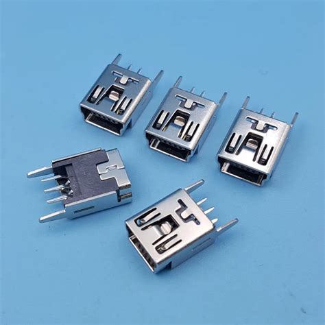 100Pcs Mini USB Type B 5Pin Female Socket Straight 180 Degree PCB Mount Solder Connector In