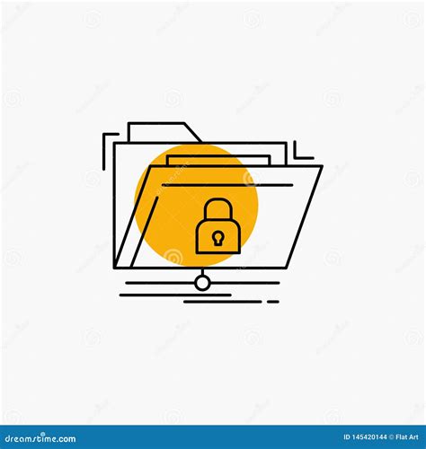 encryption files folder network secure line icon stock vector