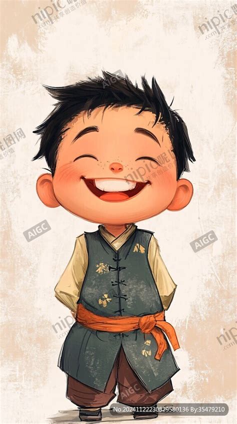 Ai创作图喜庆掌柜小男孩 手绘开心的店小二 Q版普米族男孩 Q版裕固族男孩 Q版门巴族男孩 Q版毛南族男孩 Q版布朗族男孩 Q版纳西族男孩 Q版仫佬族男孩 Q版仡佬族男孩 纳西族男孩插画 仡佬