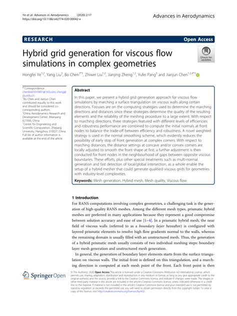 Pdf Hybrid Grid Generation For Viscous Flow Simulations In Complex
