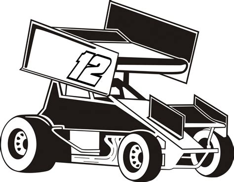 Sprint Car Clip Art Black And White