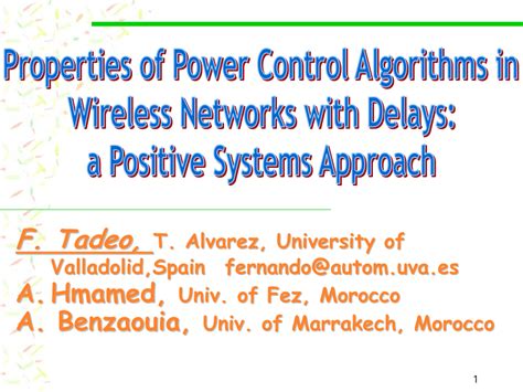 pdf properties of power control algorithms in wireless networks with