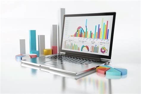 3d Animation Illustration Business Analyzing Graph Data With Laptop