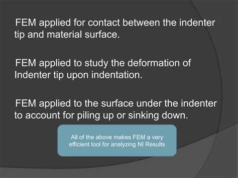 process of nanoindentation and use of finite element modelling ppt