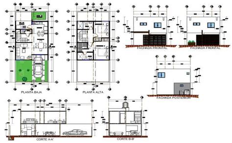 Residential Housing Structure 2d View Elevation And Plan Layout Dwg File Artofit