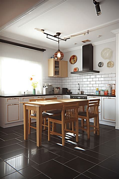 Modern Kitchen With Tile Floor New Pastel Flooring Photo Background And