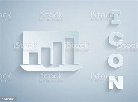 회색 배경에 격리된 그래프 차트 아이콘이 있는 종이 컷 노트북 보고서 텍스트 파일 아이콘입니다 회계 표시 감사 분석 계획 종이