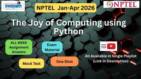 Nptel The Joy Of Computing Using Python 2026 All Weeks Assignment