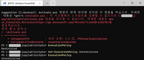 Powershell Unauthorizedaccess 오류