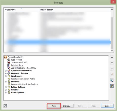 using a single inventor project with vault