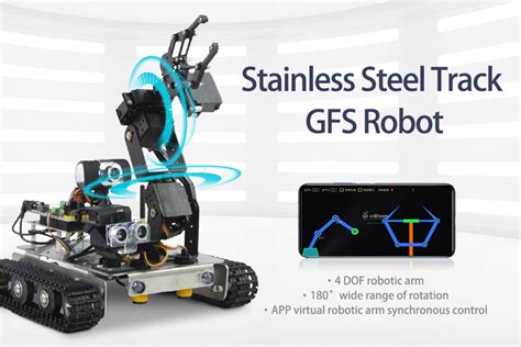 Arduino Powered Stainless Steel Track Gfs Robot With Fpv Camera And