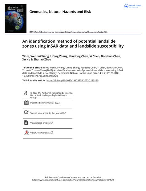 PDF An Identification Method Of Potential Landslide Zones Using InSAR Data And Landslide