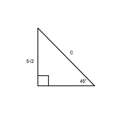 Find The Value Of C A 10 B 5 C Square Root Of 2 D 10 Square Root Of 2 Homework Study Com