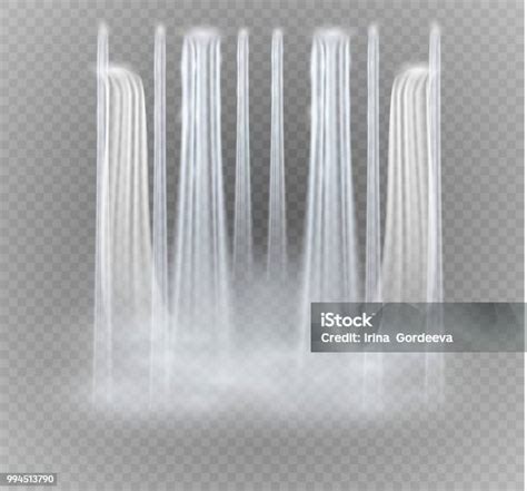 현실적인 투명 자연 맑은 물과 거품을 투명 한 배경에 고립 된 폭포의 흐름 디자인 풍경 이미지에 대 한 자연 요소입니다 벡터 일러스트 레이 션 0명에 대한 스톡 벡터 아트
