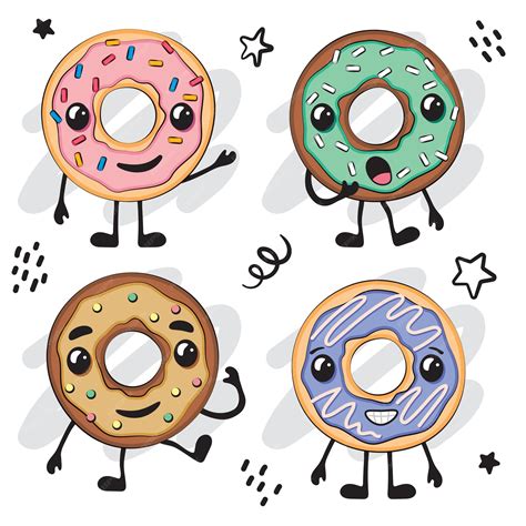 Premium Vector Donuts Sweets Dessert Cartoon Set