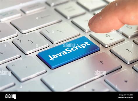 Javascript Computer Language The Writing On Button Modern Of Gray Laptop Finger Presses The
