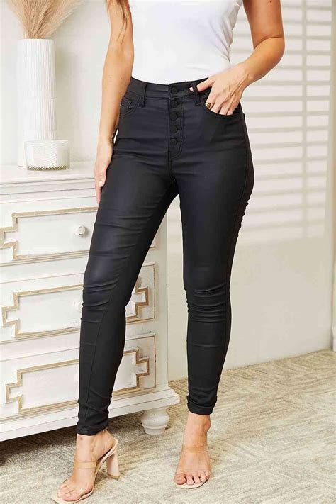 Kancan Full Size High Rise Black Coated Ankle Skinny Jeans Phashionjem