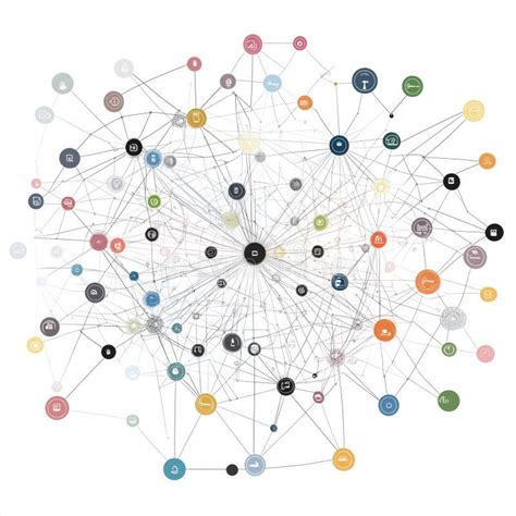complex data network visualization with color coded nodes and
