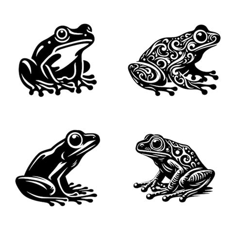 Frog Silhouette Vector Illustration Set Premium Ai Generated Vector