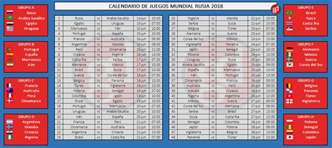 20 Calendarios Del Mundial De Fútbol 2018 Para Descargar E Imprimir