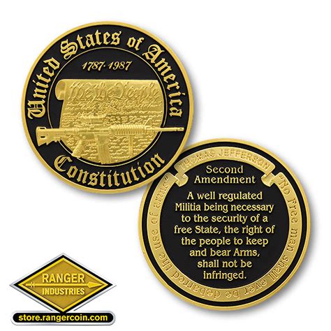 Us Constitution Second Amendment Challenge Coin Meachs Military