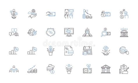 Venture Financing Line Icons Collection Capital Funding Investors Equity Startups Growth