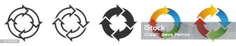 외곽선 단색 및 다색 스타일에서 화살표 아이콘을 재활용합니다 친환경 지속 가능성 또는 환경 설계에 이상적입니다 벡터 일러스트 레이 션 0명에 대한 스톡 벡터 아트 및 기타