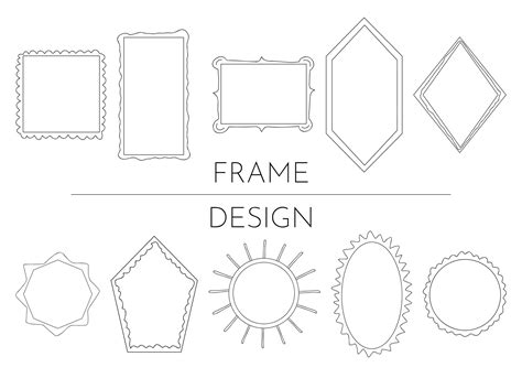 Hand Drawn Simple Frames Different Shapes Square Oval Circle Sun Rectangule Rhombus