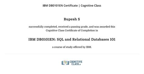 Bupesh S On Linkedin Sql And Relational Databases 101 Was Issued By