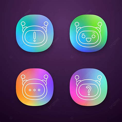 Robot Emojis App Icons Set Gradient Emoticon Dialog Vector Gradient Emoticon Dialog Png And