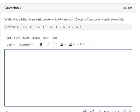Solved Without Explicitly Given A List Create A NumPy Array Chegg