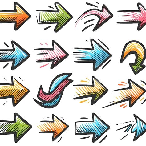 Premium Psd A Playful Showcase Of Scribble Arrow Strokes In Diverse