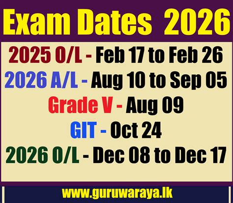 Exam Dates 2026 Teacher