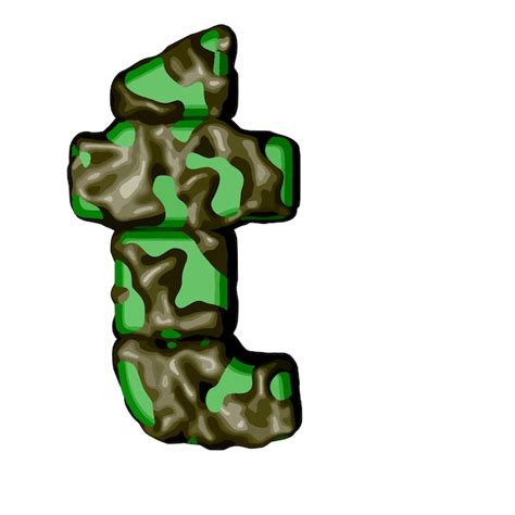 Premium Vector Symbol 3d In Green Camouflage Letter T