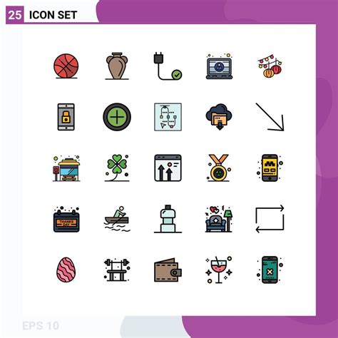 User Interface Pack Of 25 Basic Filled Line Flat Colors Of Laptop Employee Vase Computer Devices