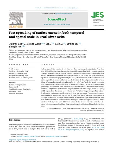 Pdf Fast Spreading Of Surface Ozone In Both Temporal And Spatial Scale In Pearl River Delta