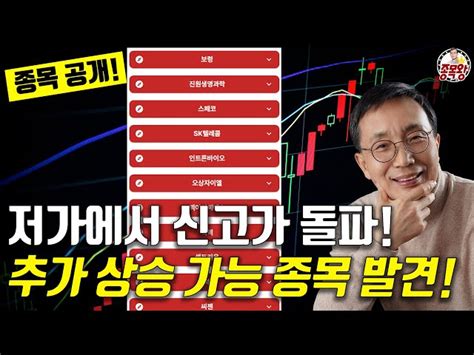 대폭락 이후 저가에서 신고가 돌파로 추가 상승 가능한 종목이 많이 나왔네요 경자나라