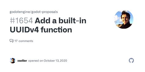 Add A Built In Uuidv4 Function · Issue 1654 · Godotenginegodot