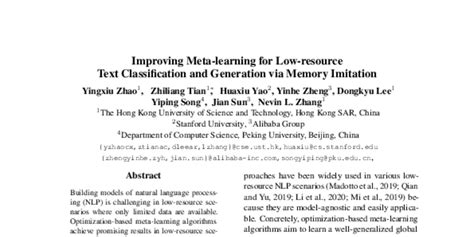 Improving Meta Learning For Low Resource Text Classification And Generation Via Memory Imitation
